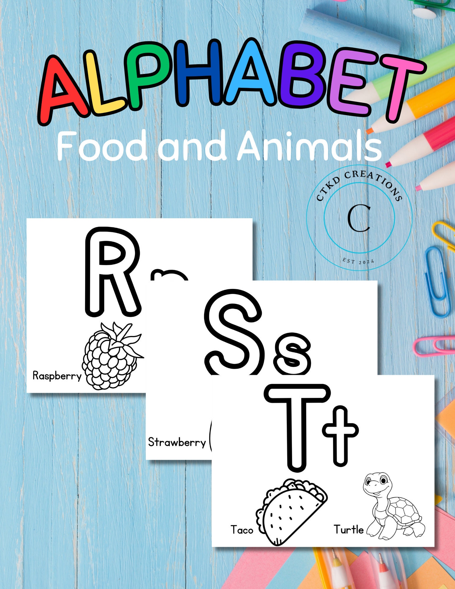 Alphabet Food and Animalscoloring Sheetslearning Activityschool ...