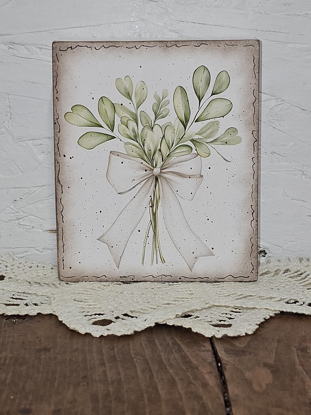 Medium Wooden Block - Shammrocks or 4 Leaf Clovers - Rustic - Shabby ...