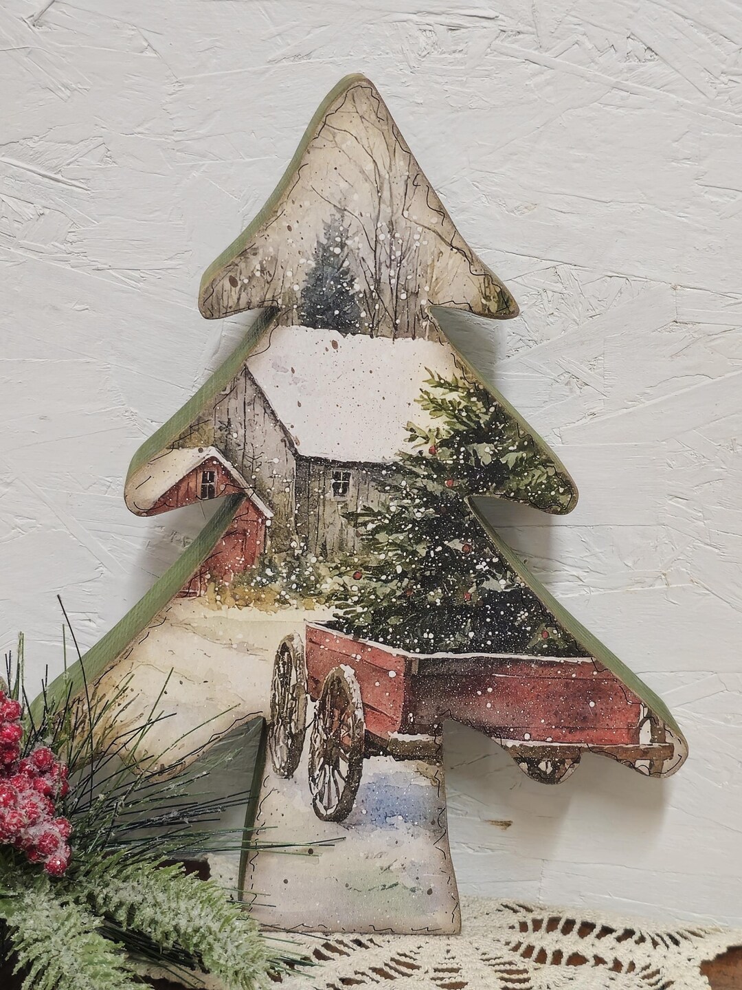 Bringing Home the Tree - Wood - Chunky - Rustic - Shabby Chic - Winter ...