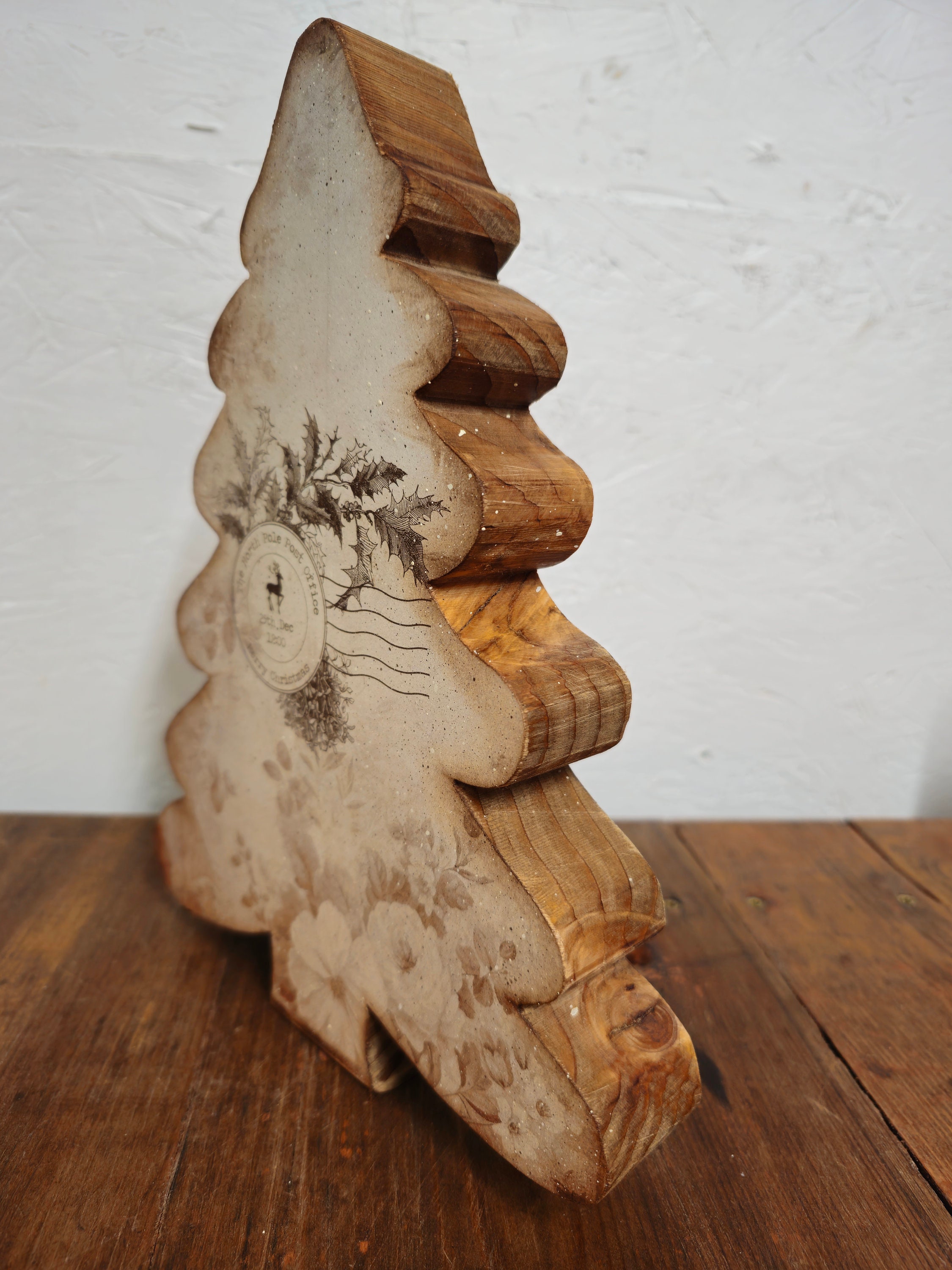 North Pole Post Office Wooden Tree Chunky Rustic Shabby Chic Winter ...