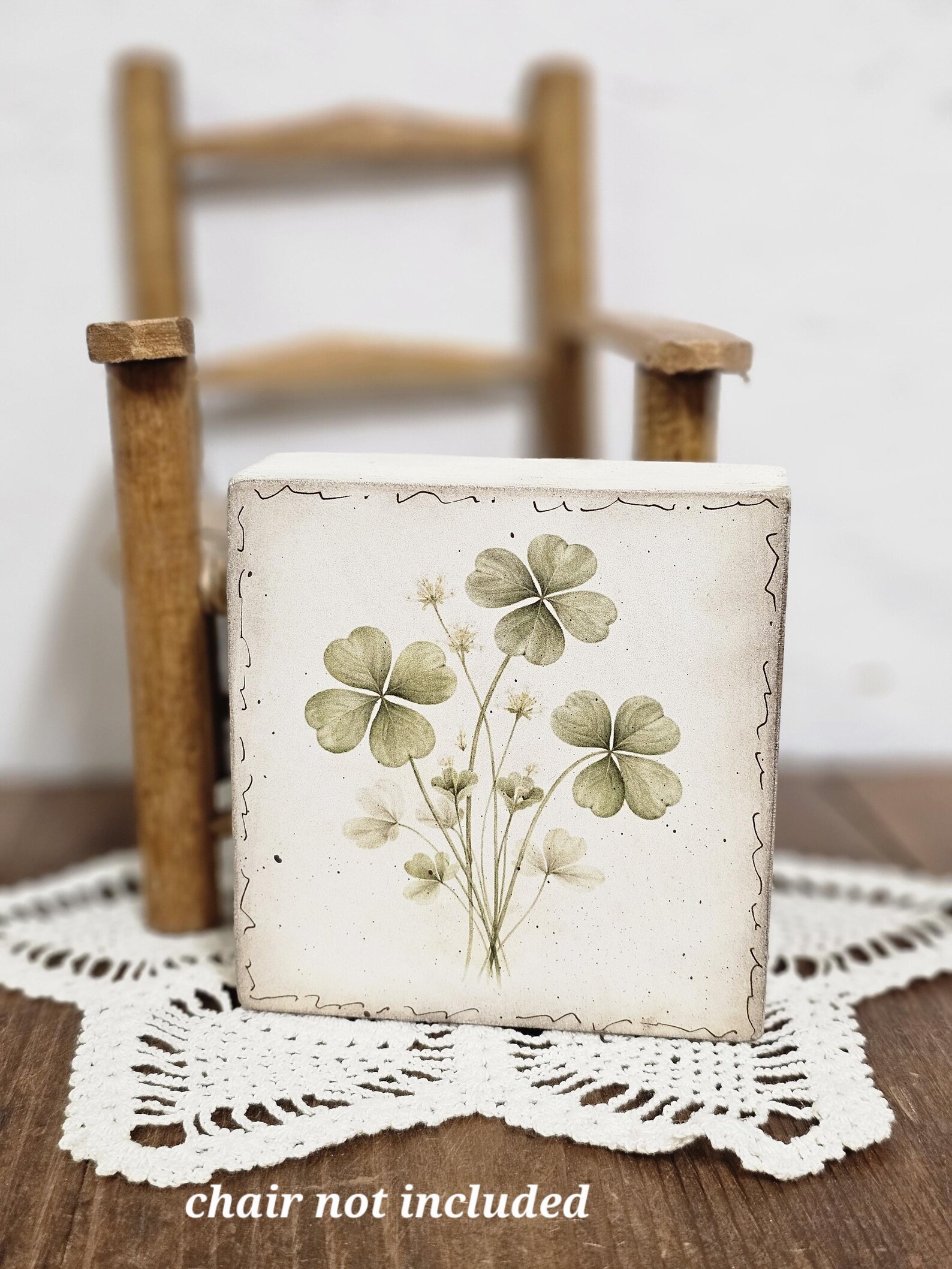 Medium Wooden Block - Shamrock - Shabby Chic -painted - 3.75 X 3.75 ...