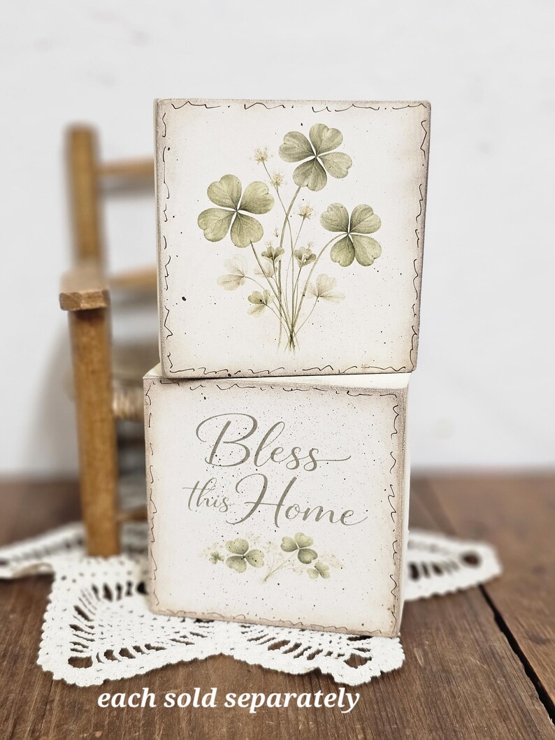 Medium Wooden Block - Shamrock - Shabby Chic -painted - 3.75 X 3.75 ...