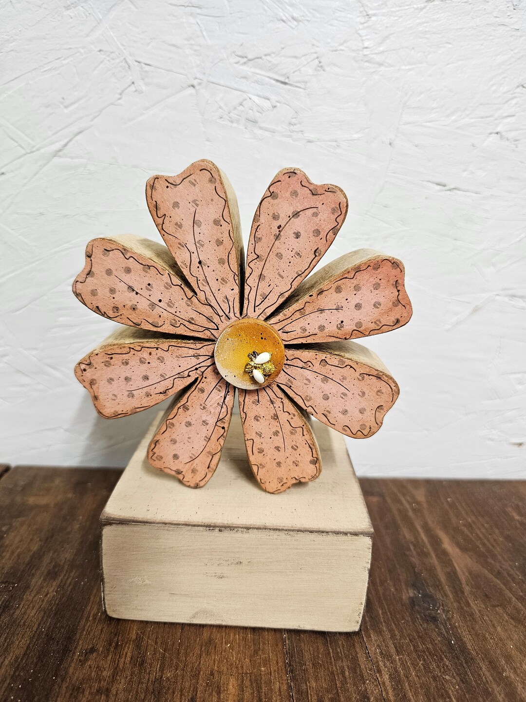 Wooden Flowers Chunky Rustic Shabby Chic Pretty in - Etsy
