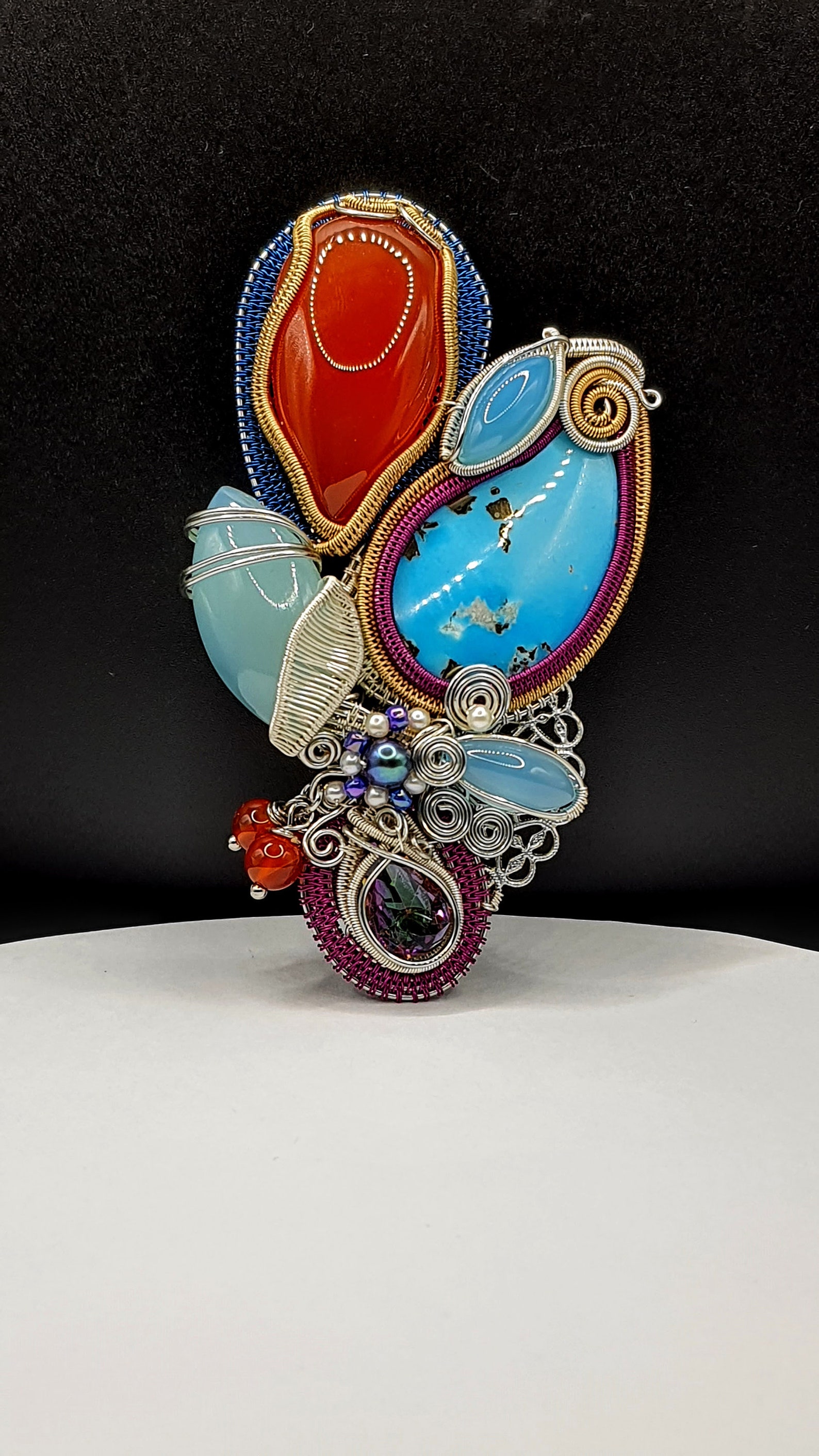 WIRE WEAVE BROOCH | Jacket Brooch | Multi-stone Brooch | Wire Wrap ...