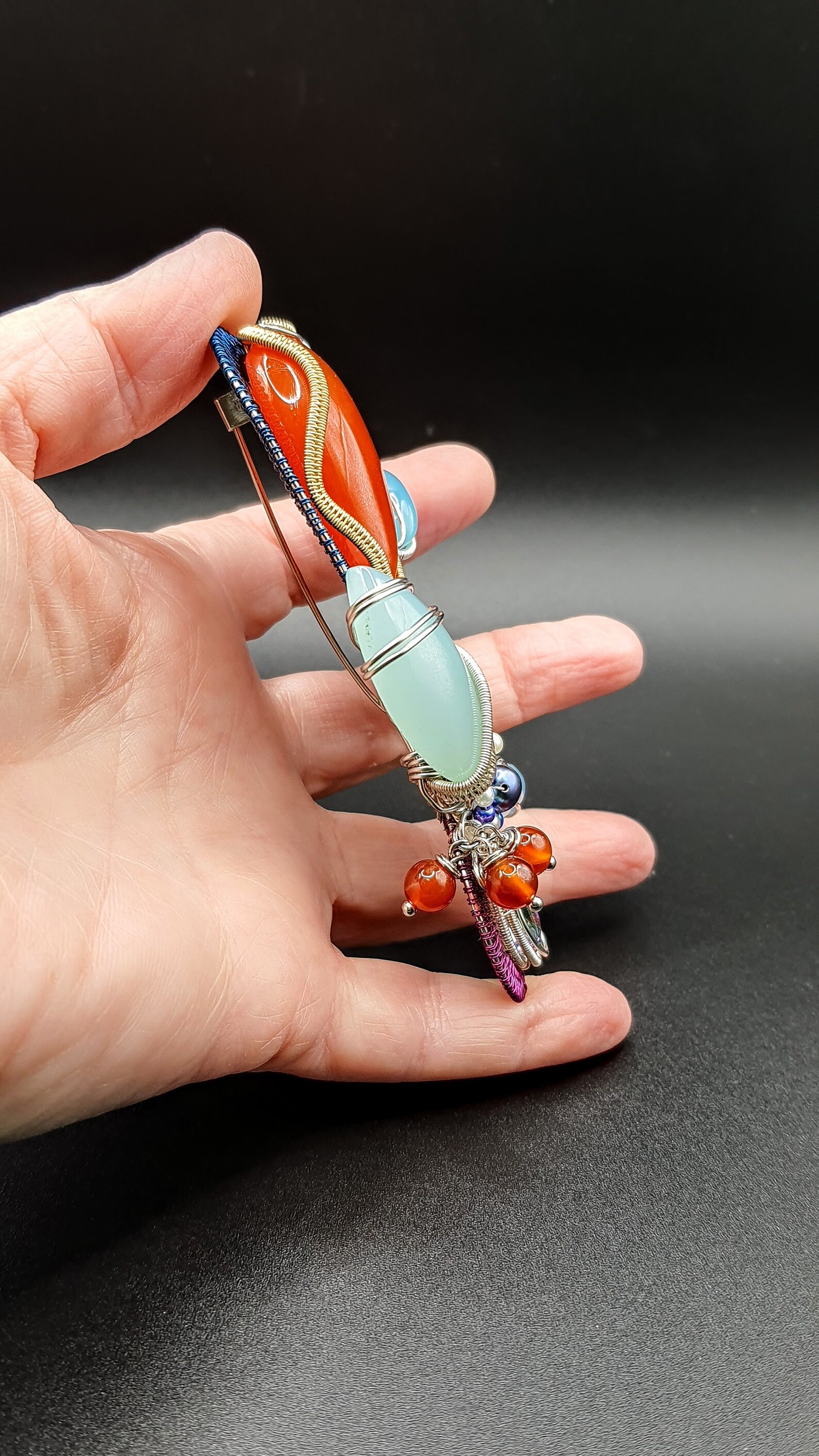 WIRE WEAVE BROOCH | Jacket Brooch | Multi-stone Brooch | Wire Wrap ...