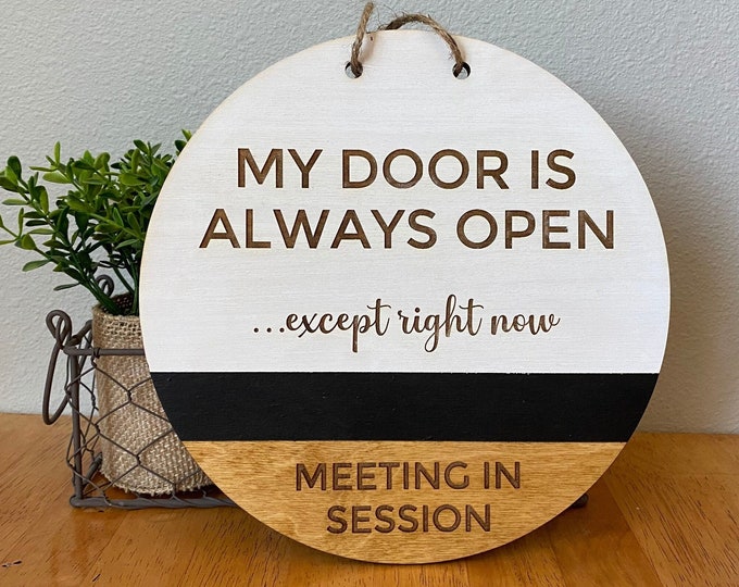 Wooden in a Meeting Sign / Engraved in a Meeting Sign / Business Decor ...