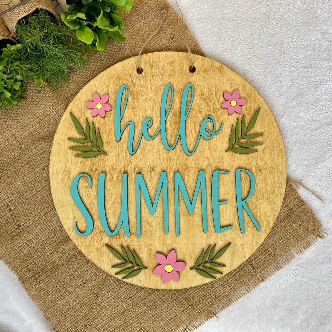 Hello Summer Floral Sign, Floral Summer Welcome, Summer Decor, Welcome ...