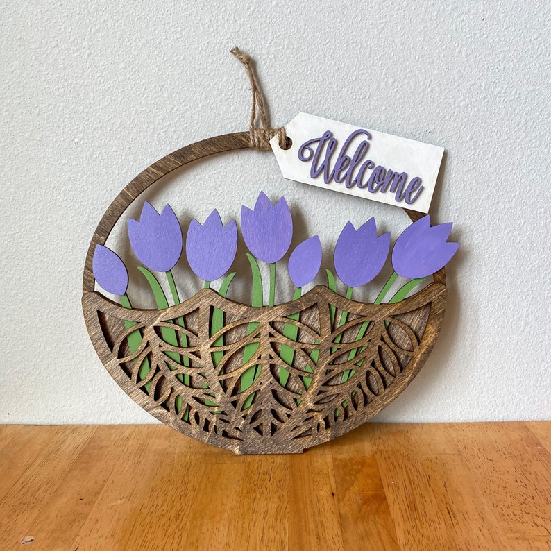 Tulip Welcome Basket Spring Welcome Sign Spring Welcome | Etsy