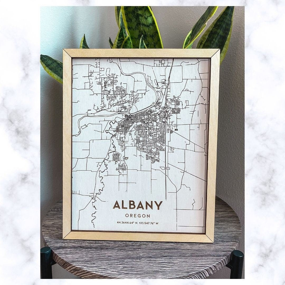 Engraved Map Albany OR Portland Corvallis Oregon Map | Etsy