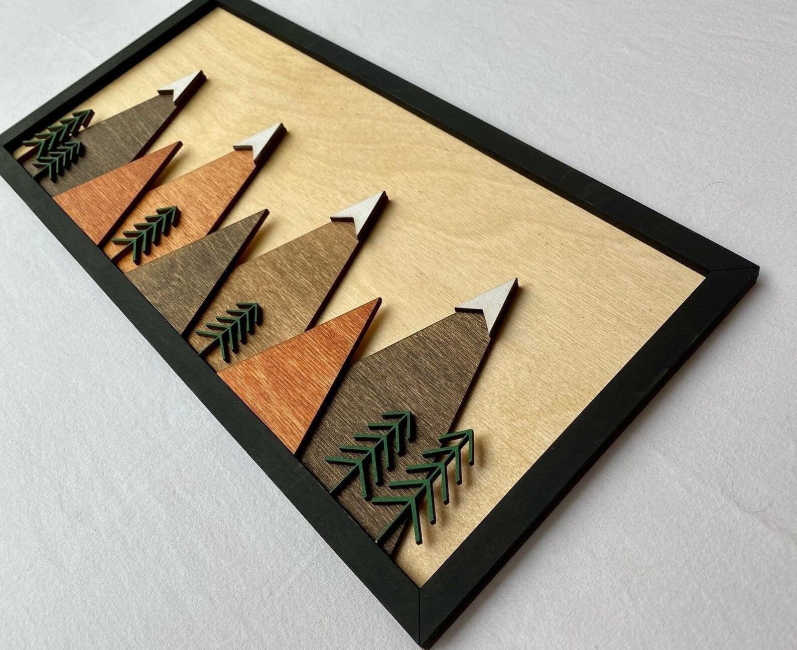 Wood Mountain Scene Mountain Scape Wooden Forest Mountains - Etsy