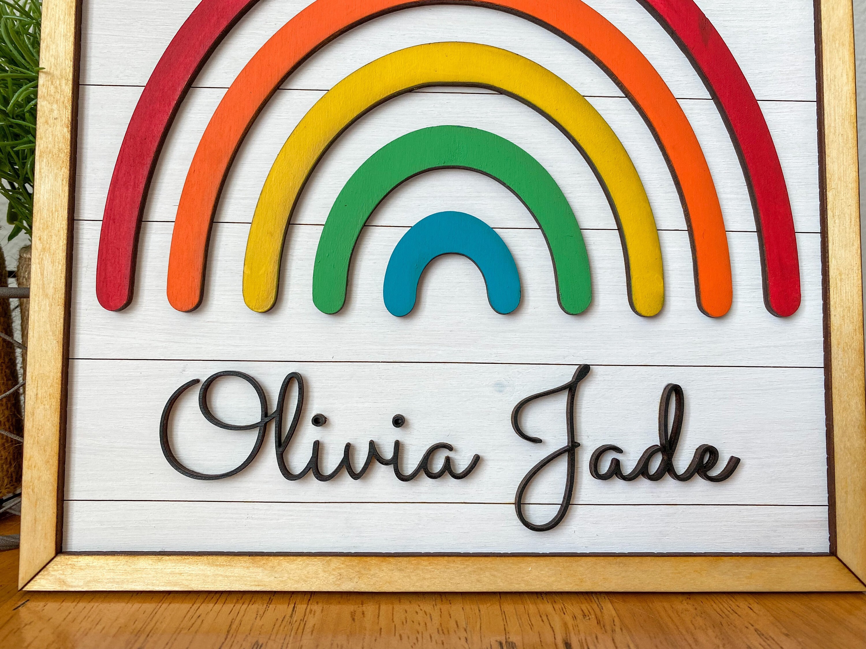 Personalized Rainbow Shiplap Sign, Wood Rainbow Sign, Wooden Nursery ...