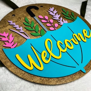 Umbrella Welcome Sign, Spring Umbrella Sign, Floral Spring Sign, Spring ...