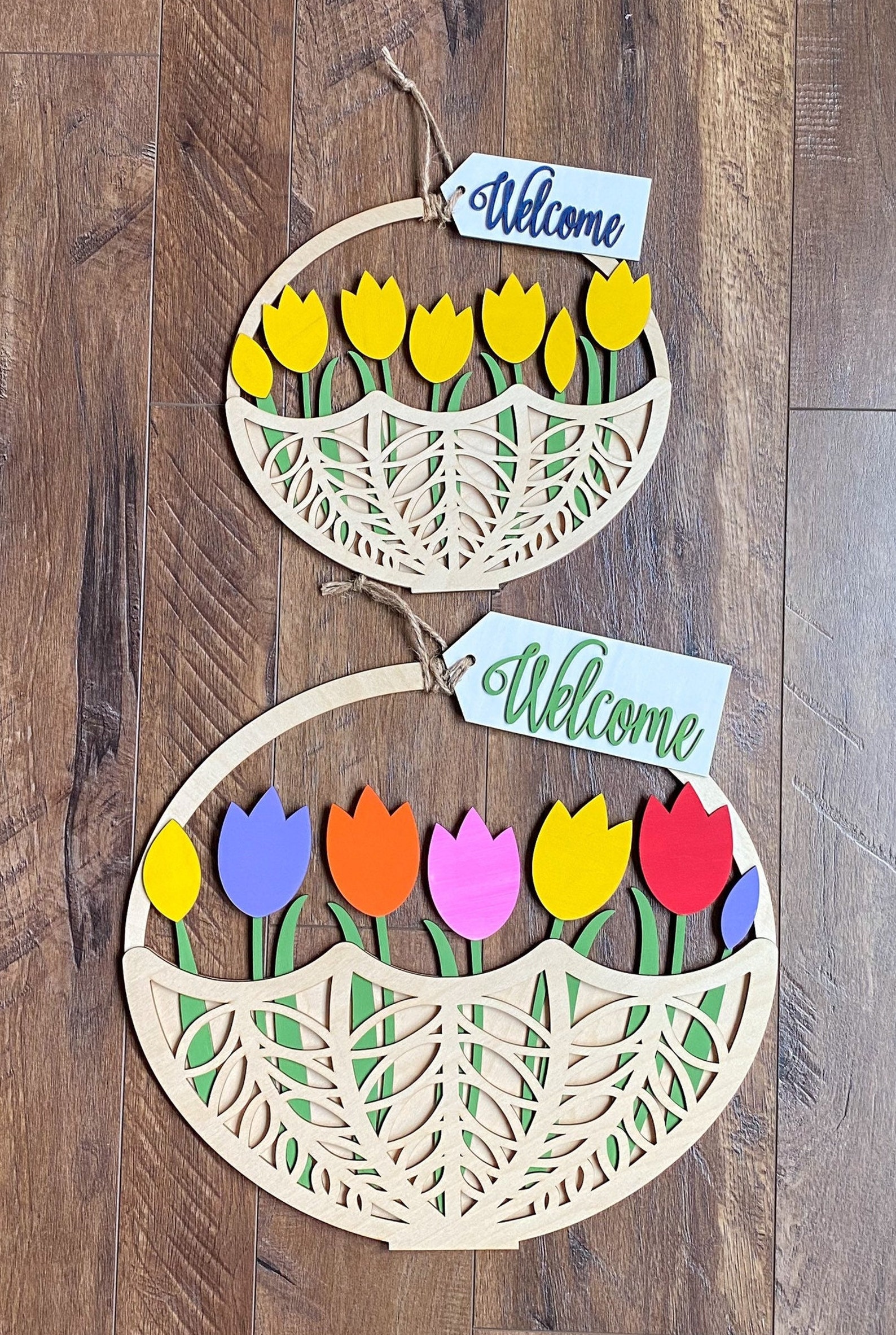 Tulip Welcome Basket Spring Welcome Sign Spring Welcome | Etsy