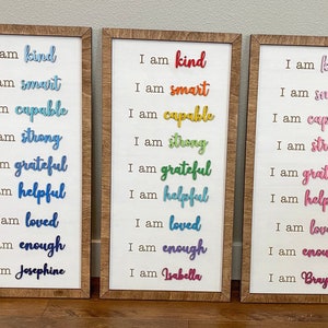 Personalized Affirmation Sign, Kids Daily Affirmation, Affirmation Wall ...
