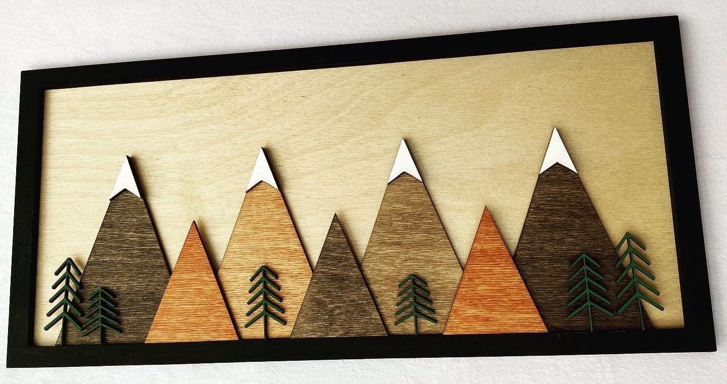Wood Mountain Scene Mountain Scape Wooden Forest Mountains | Etsy