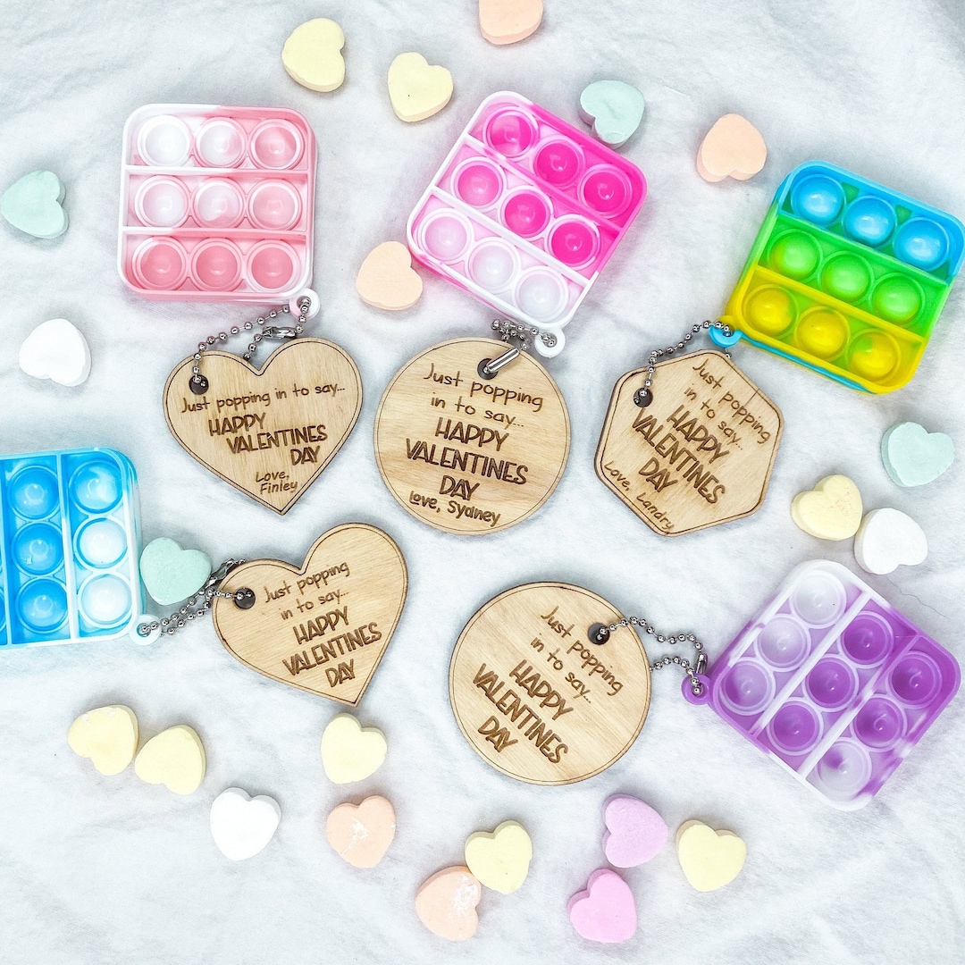 Class Valentines, Pop-it Valentines, Pop It Keychains, Classroom Fidget ...