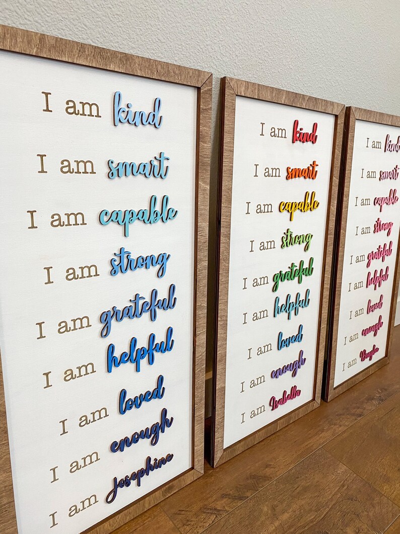 Personalized Affirmation Sign, Kids Daily Affirmation, Affirmation Wall ...
