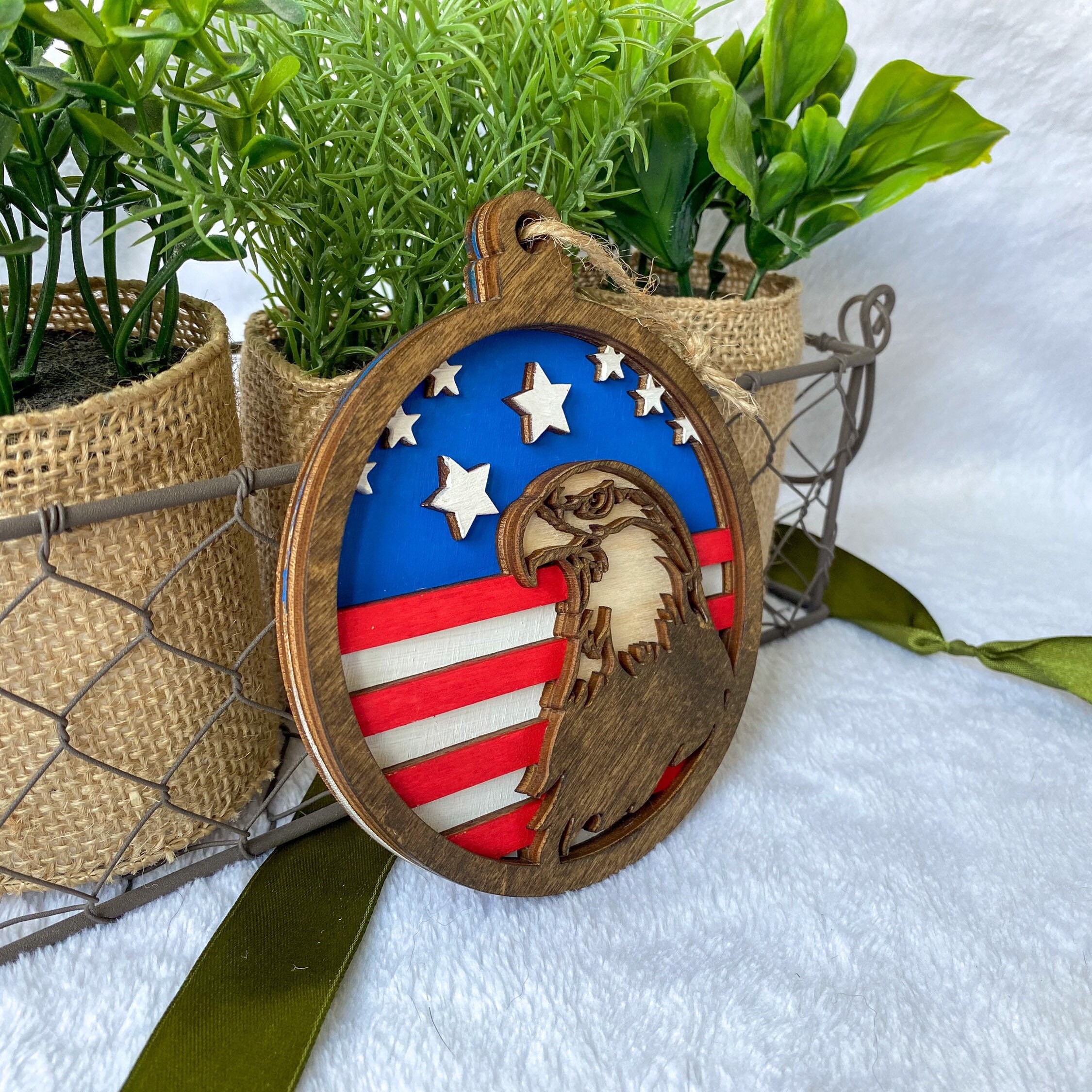 Eagle Ornament, American Flag Ornament, Patriotic Ornament, Stars and ...