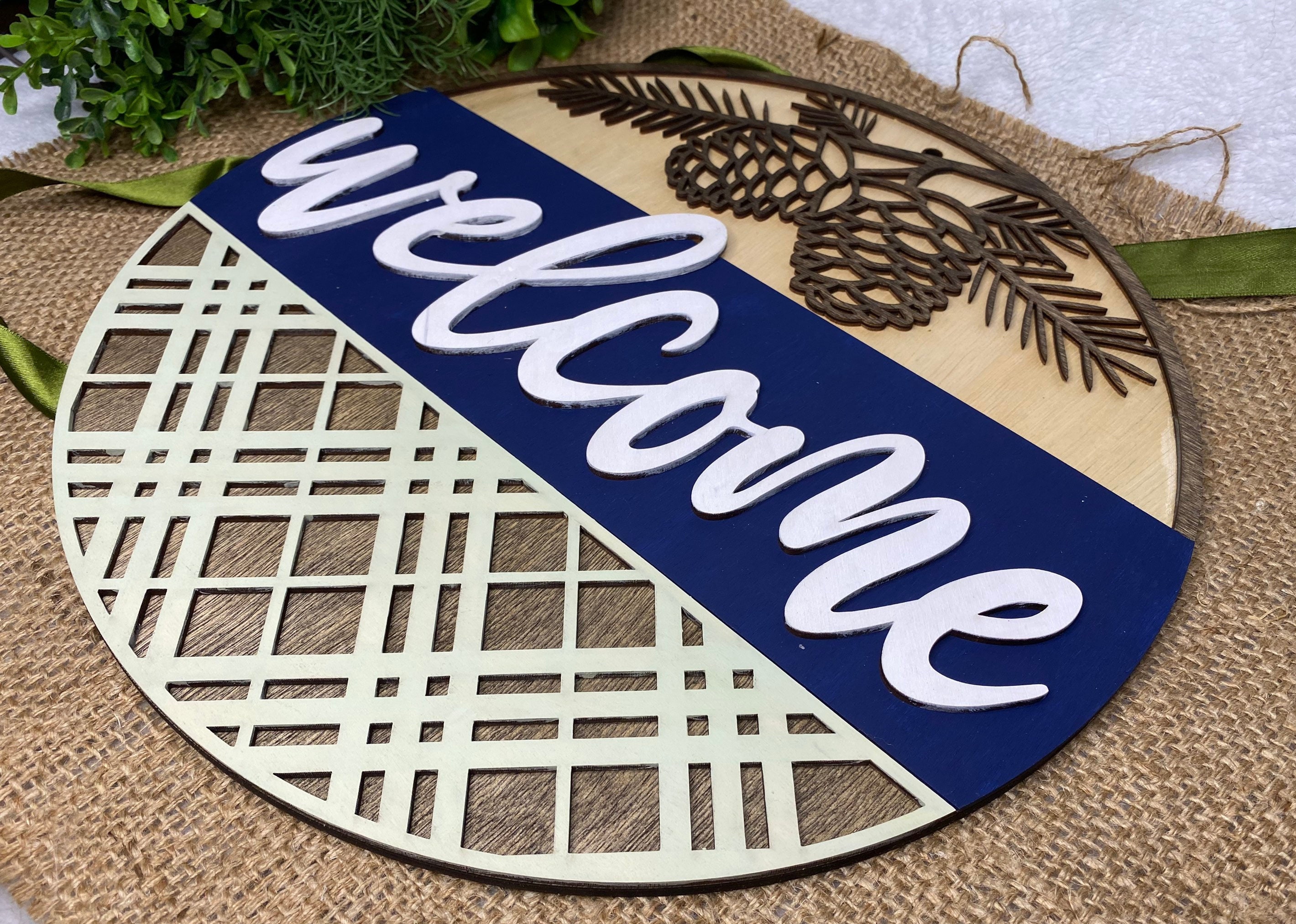 Pinecone Welcome Sign, Welcome Pine Cone Sign, Pinecone Welcome, Nature ...