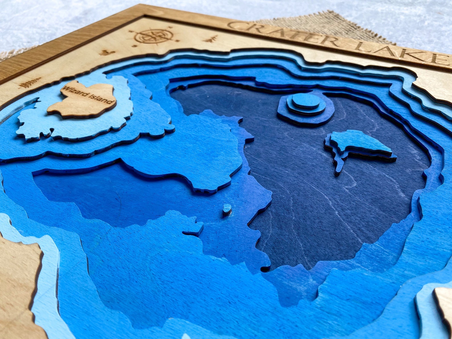 Crater Lake Map, Crater Lake 3D Map, Crater Lake Gift, Crater Lake Wall ...