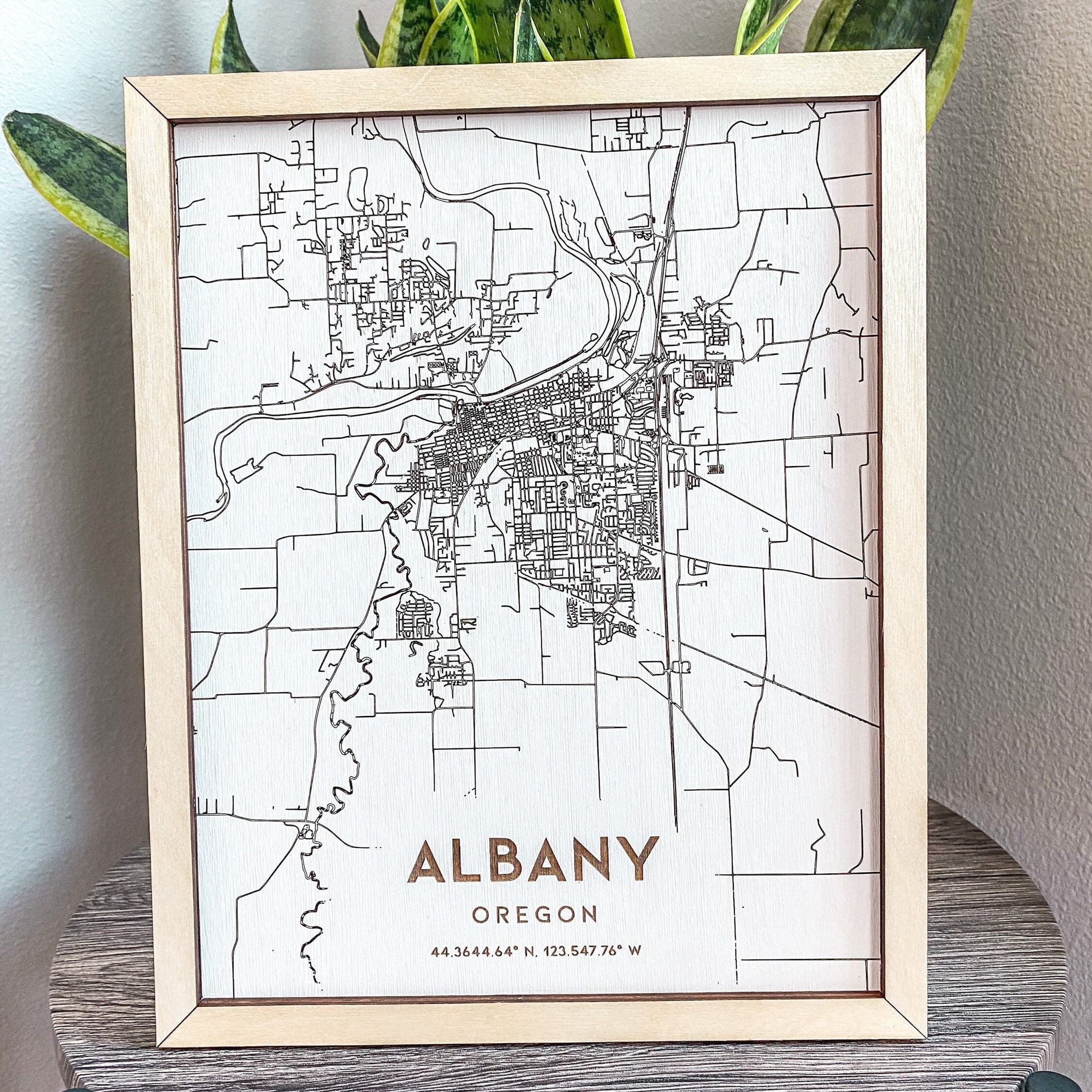Engraved Map Albany OR Portland Corvallis Oregon Map | Etsy