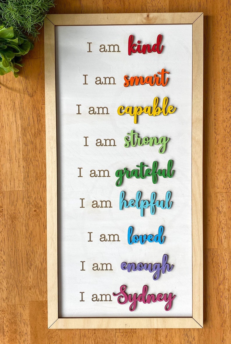 Personalized Affirmation Sign, Kids Daily Affirmation, Affirmation Wall ...