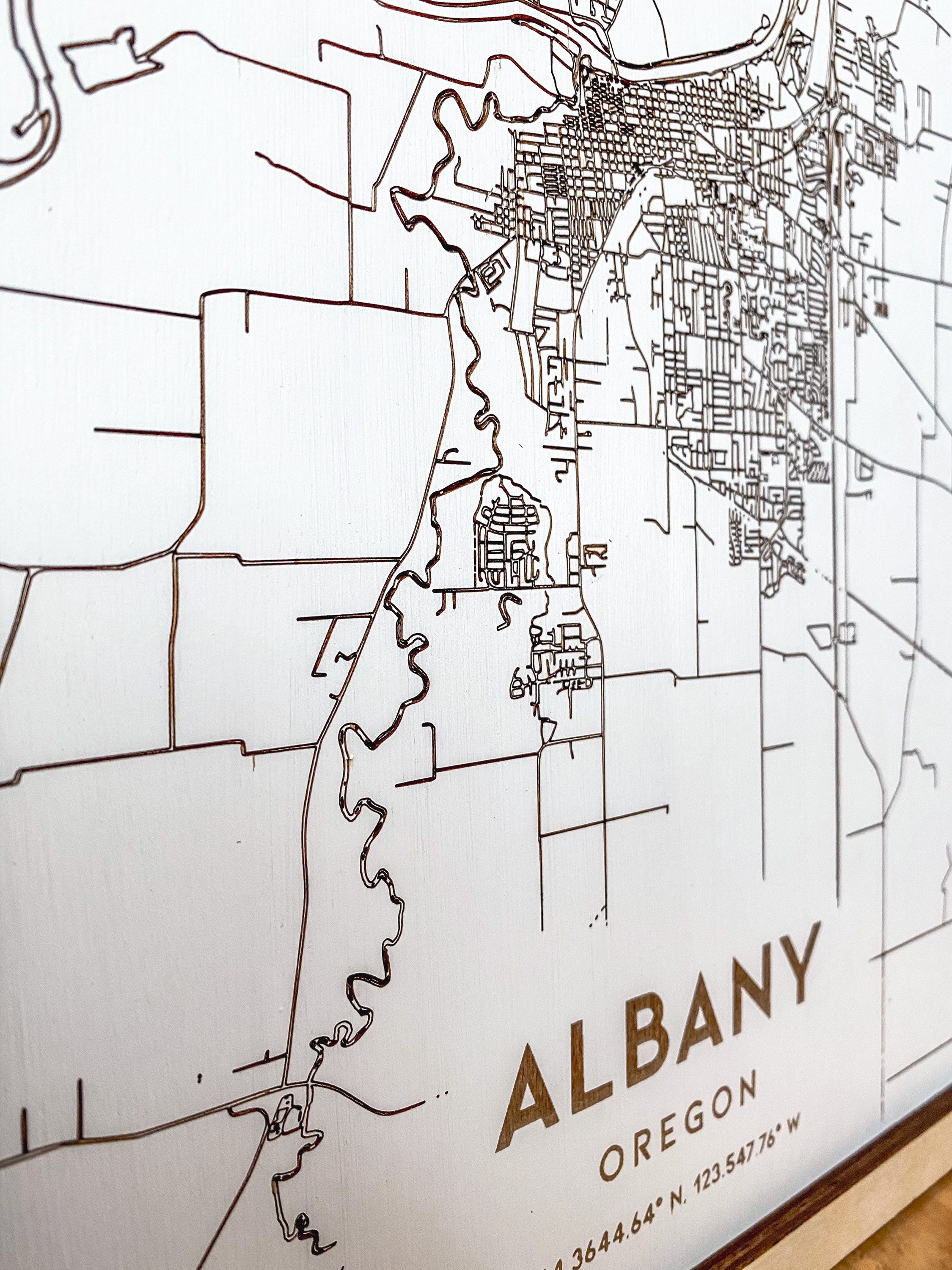 Engraved Map Albany OR Portland Corvallis Oregon Map | Etsy