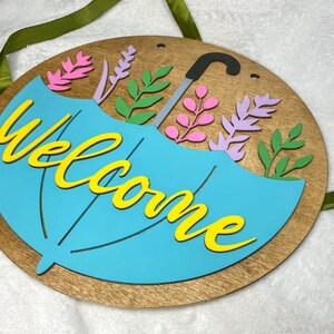 Umbrella Welcome Sign, Spring Umbrella Sign, Floral Spring Sign, Spring ...