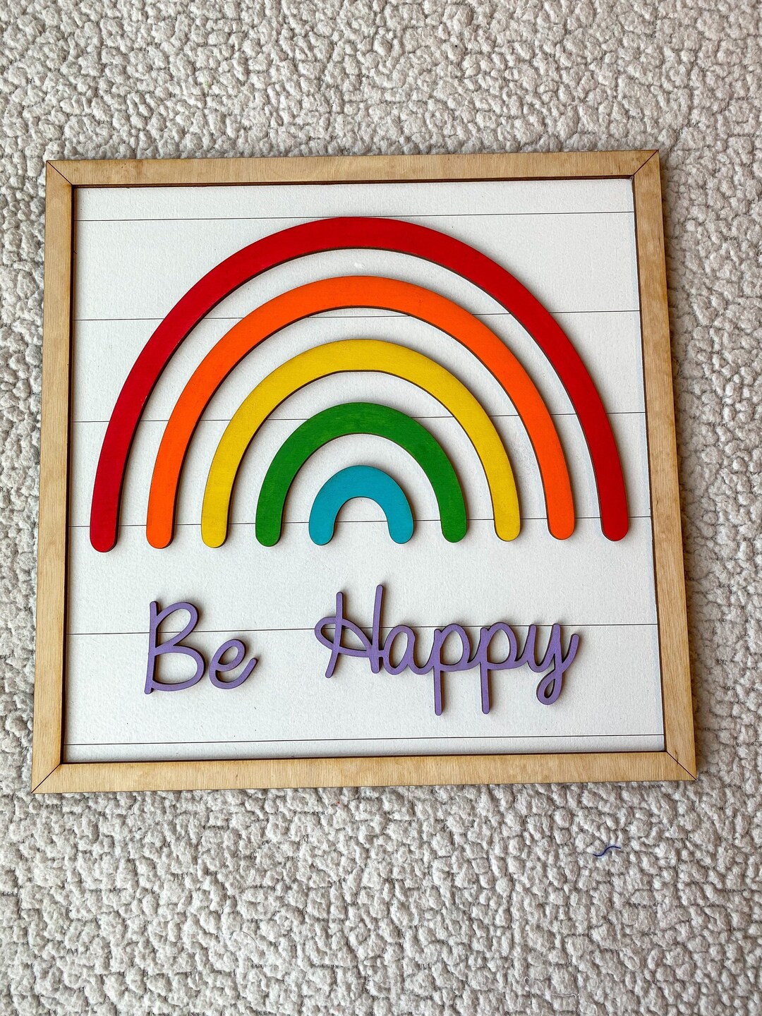 Be Happy Hanger, Be Happy Shiplap Rainbow Sign, Wood Rainbow Sign, Be ...