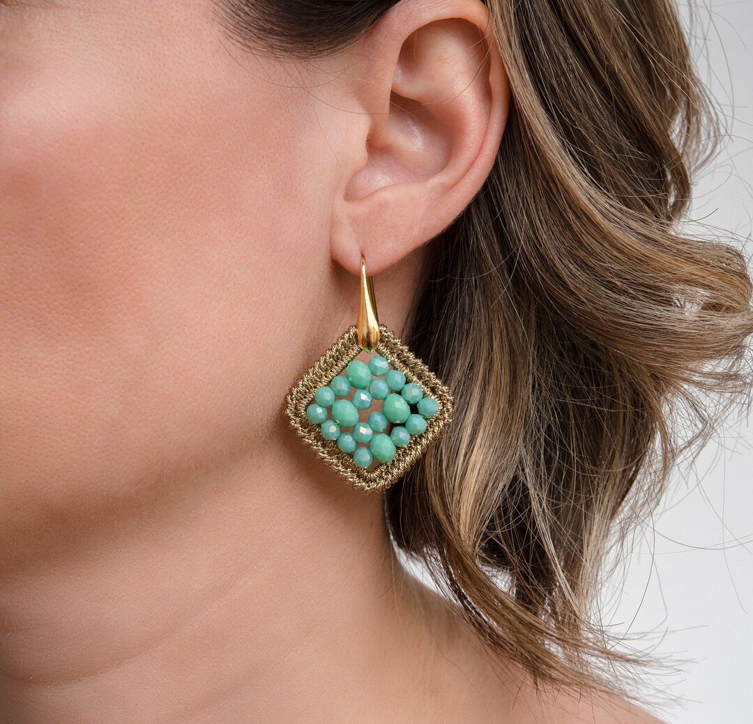 Capri Summer Earrings, Rhomboidal, Italian Handcrafted Earrings, Water ...