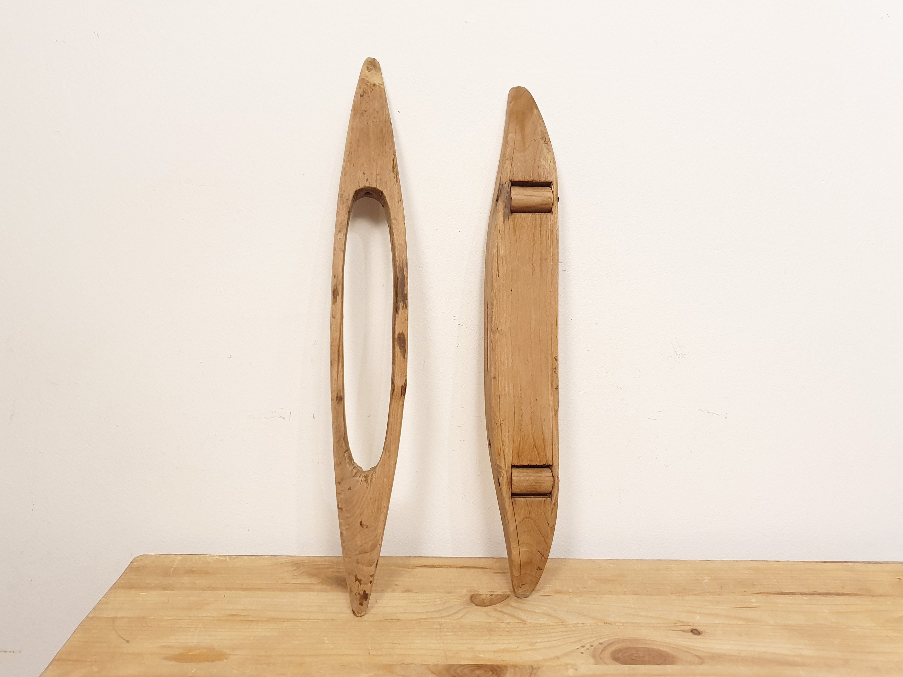 Vintage Wooden Shuttles, Set of 2, Weaving Accessories From 20th ...
