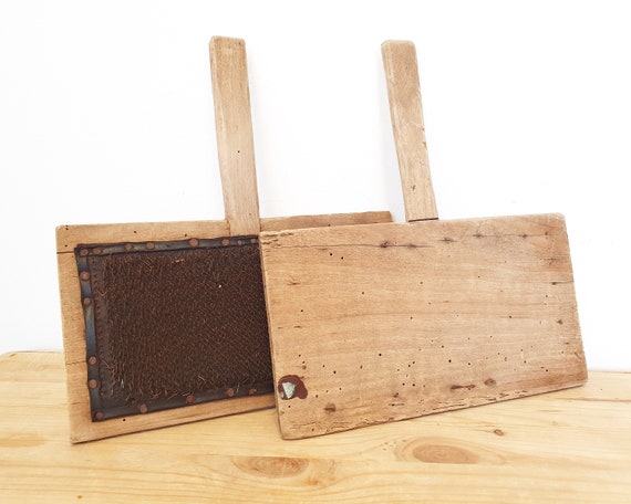 Vintage Gift Antique Wood Hand Carders Pear of Wool Carding Brushes ...