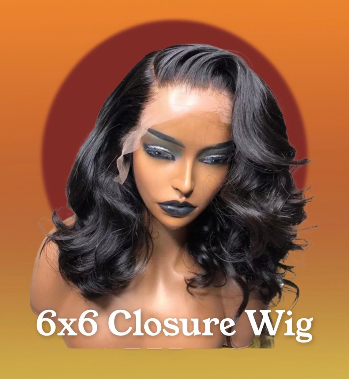 66 Human Hair Closure Wig | Etsy