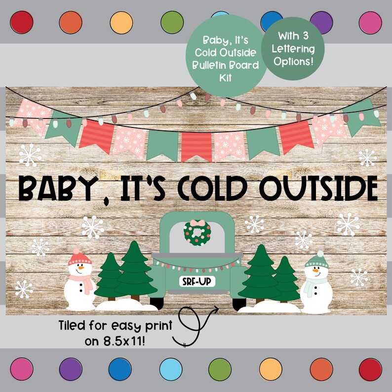 Baby Its Cold Outside Blue Holiday Truck Bulletin Board Kit | Etsy