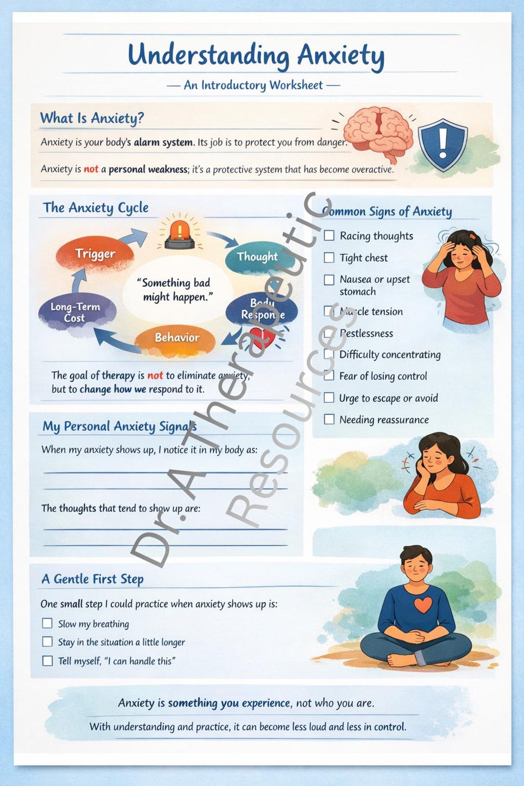 Understanding Anxiety Worksheet | Anxiety Education Printable | Cbt ...