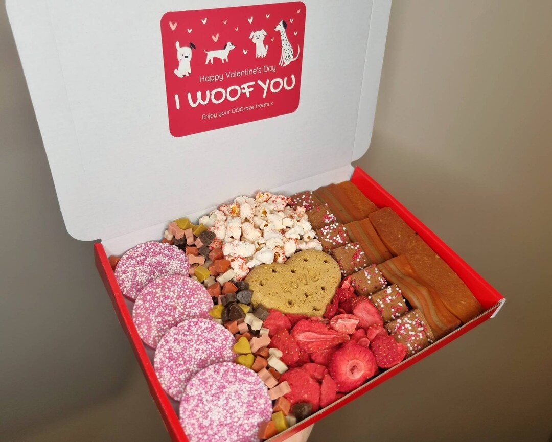 Valentine's Dog Treats Box, Dog Valentine's, Valentines Day, Dog Lover ...