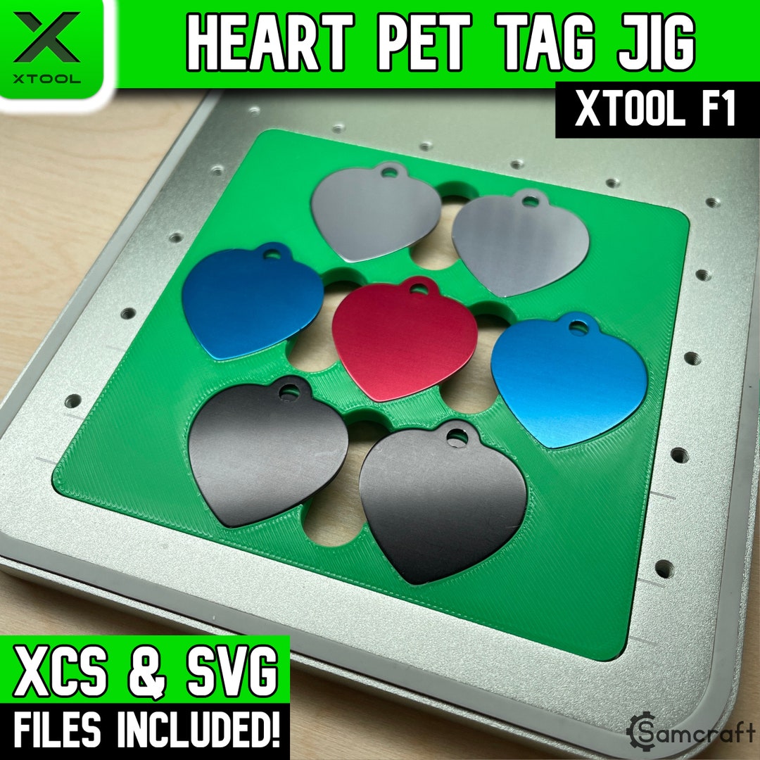 Xtool F1 Heart Pet Tag Jig, 3D Printed Jig, Xtool Fiber Laser Jig ...