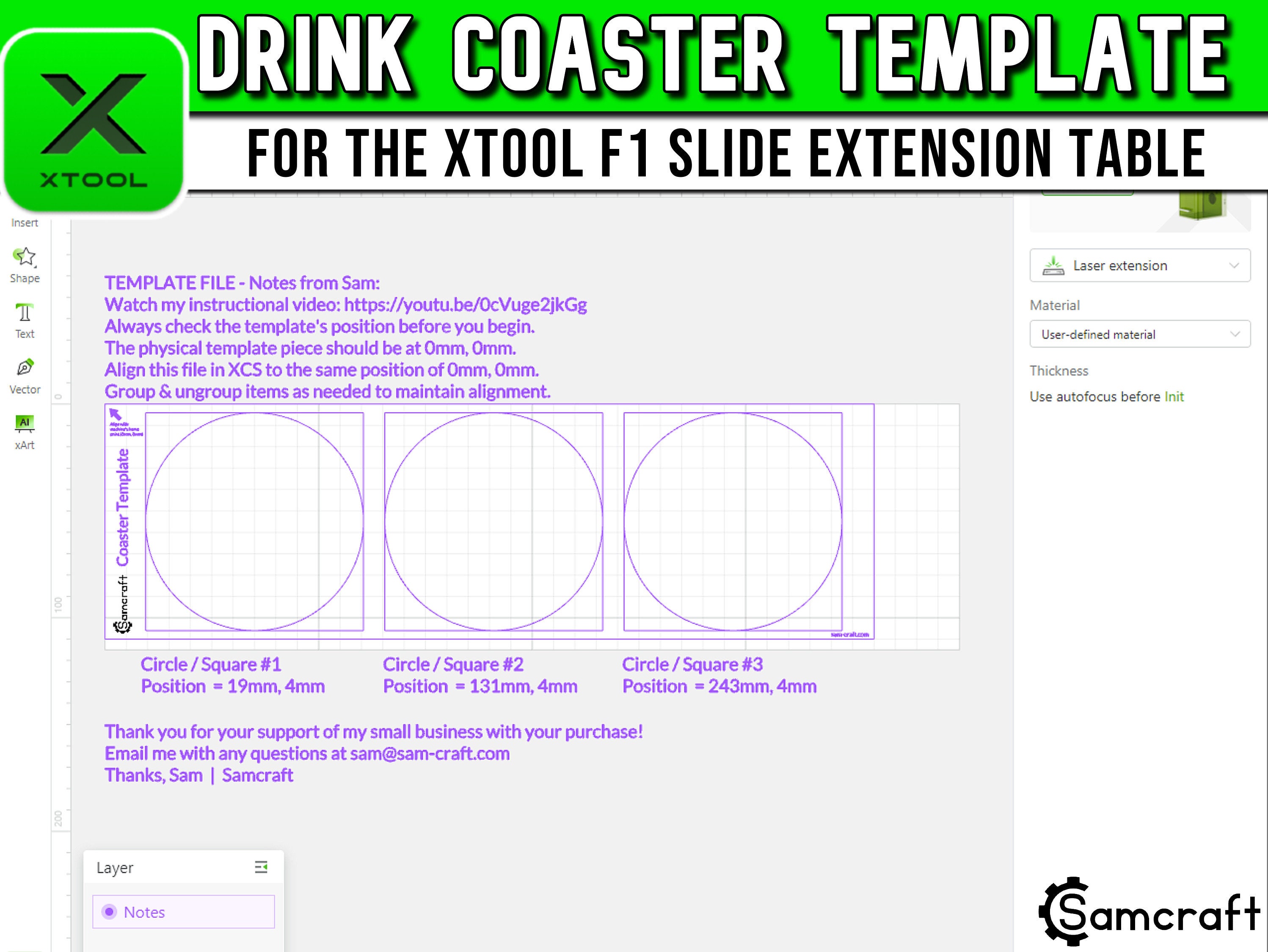 Xtool F1 Template Xtool F1 Slide Extension Xtool Drink - Etsy Canada