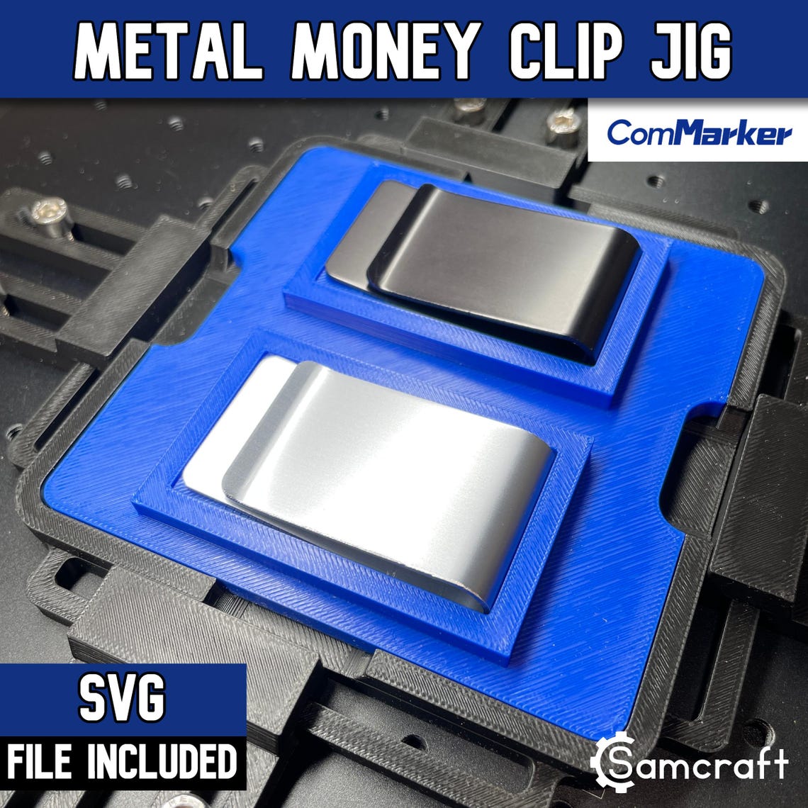 Metal Money Clip Jig for Commarker Lasers: Laser Engraving (SVG File ...