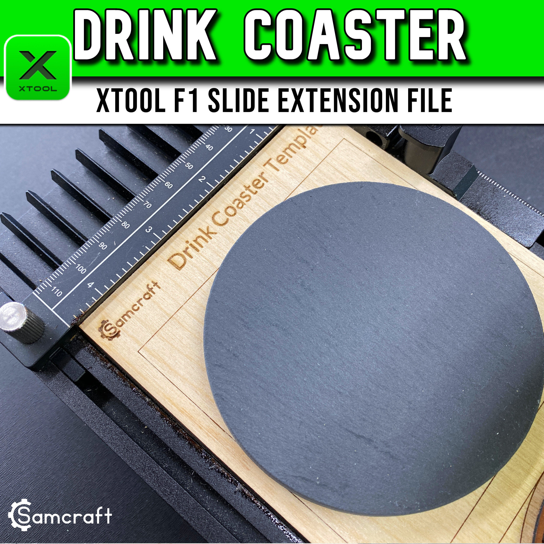 Xtool F1 Drink Coaster Template: Slide Extension Laser Engraving File ...