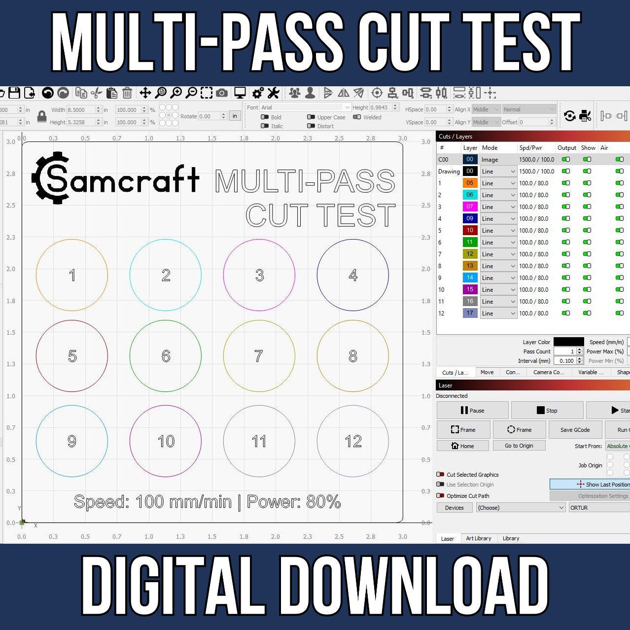 Multi-pass Laser Cutting Test Files Digital Download Laser - Etsy Australia