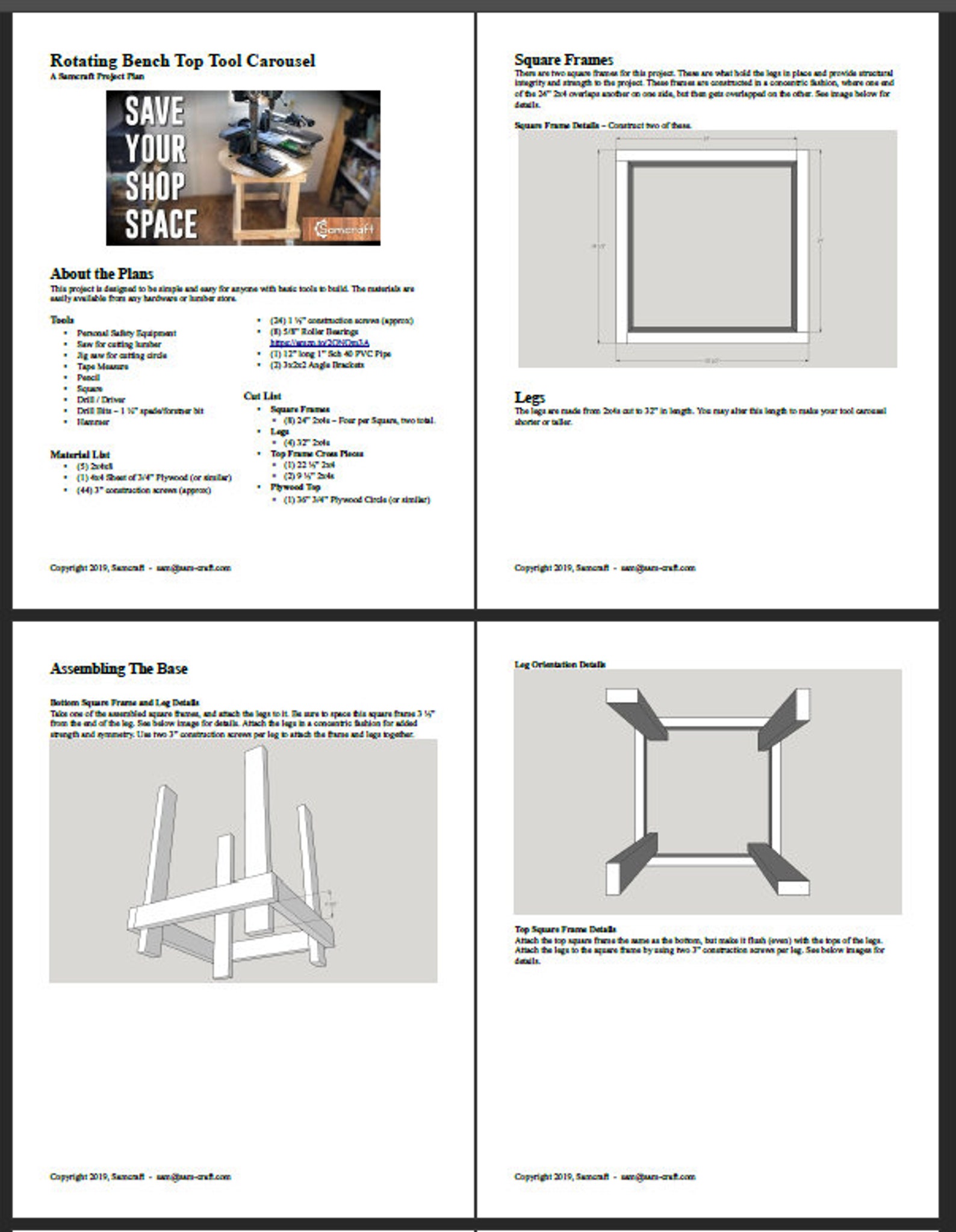 Rotating Bench Top Tool Carousel | Woodworking Plans | Instant Download ...