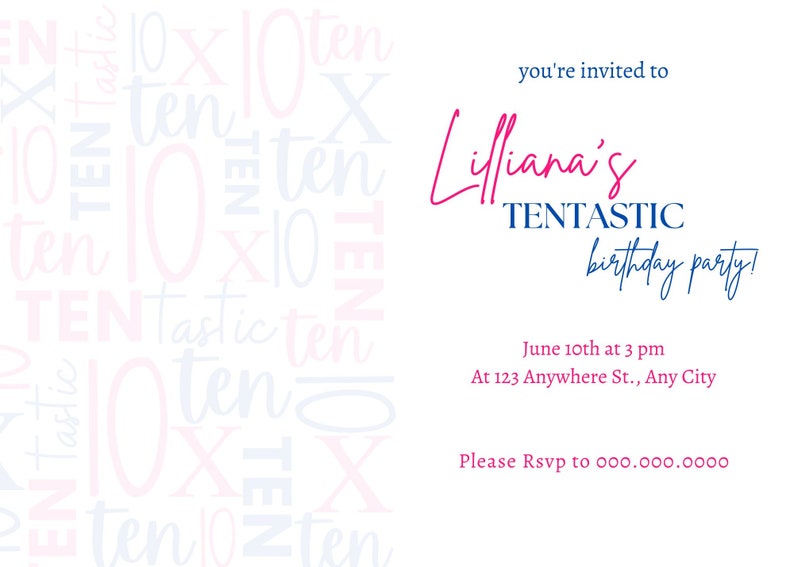 10th Birthday Invitation for Girl, 10, Tentastic, Modern Birthday ...