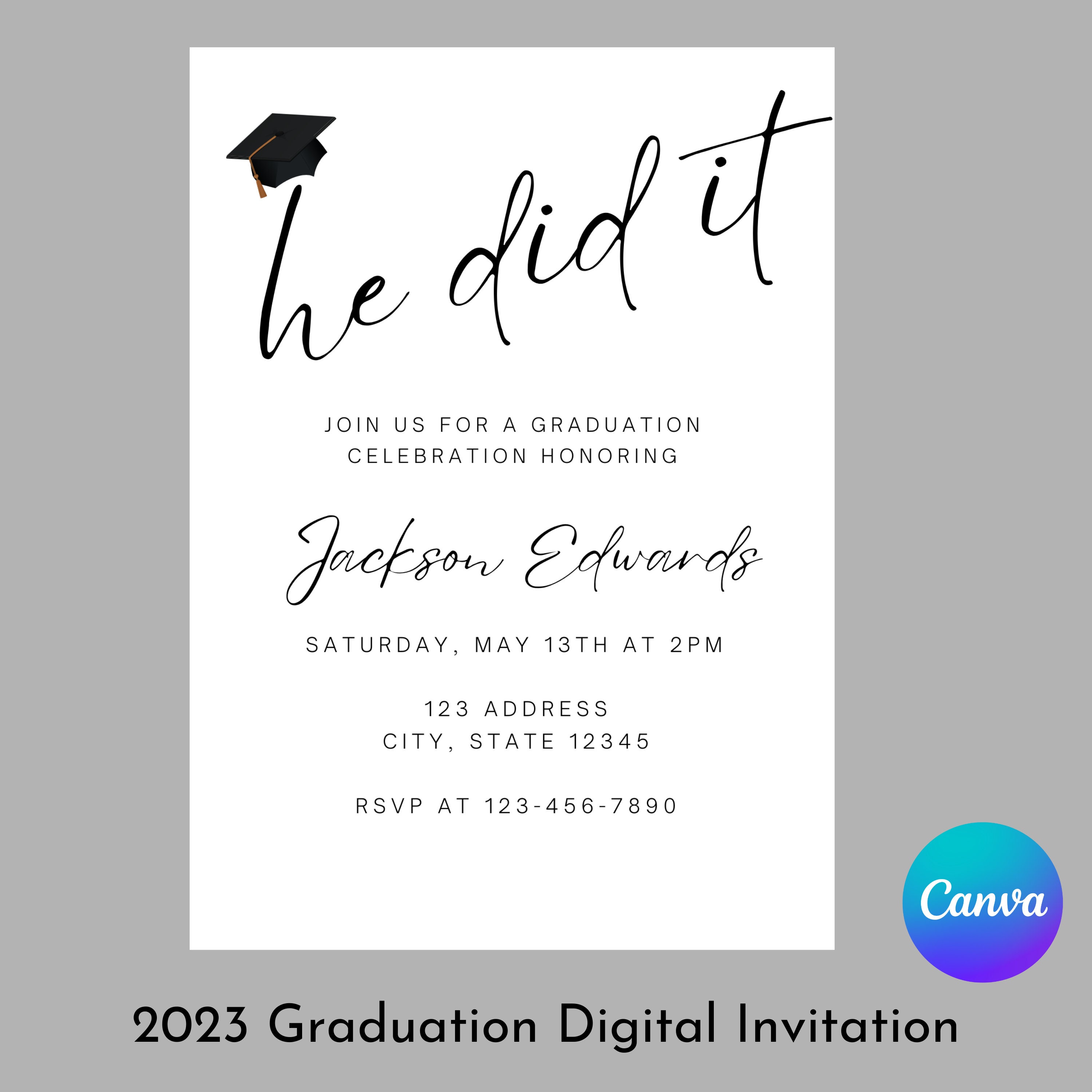 Modern Graduation Invitation Template Simple Graduation Invitation ...