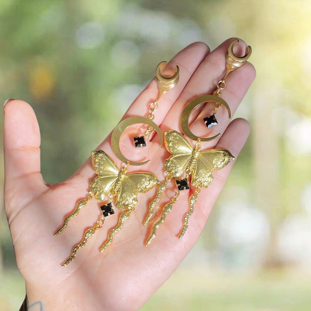 Butterfly, Snakes, Crescent Moon Gauges Jewelry Ear Hangers & Weights ...