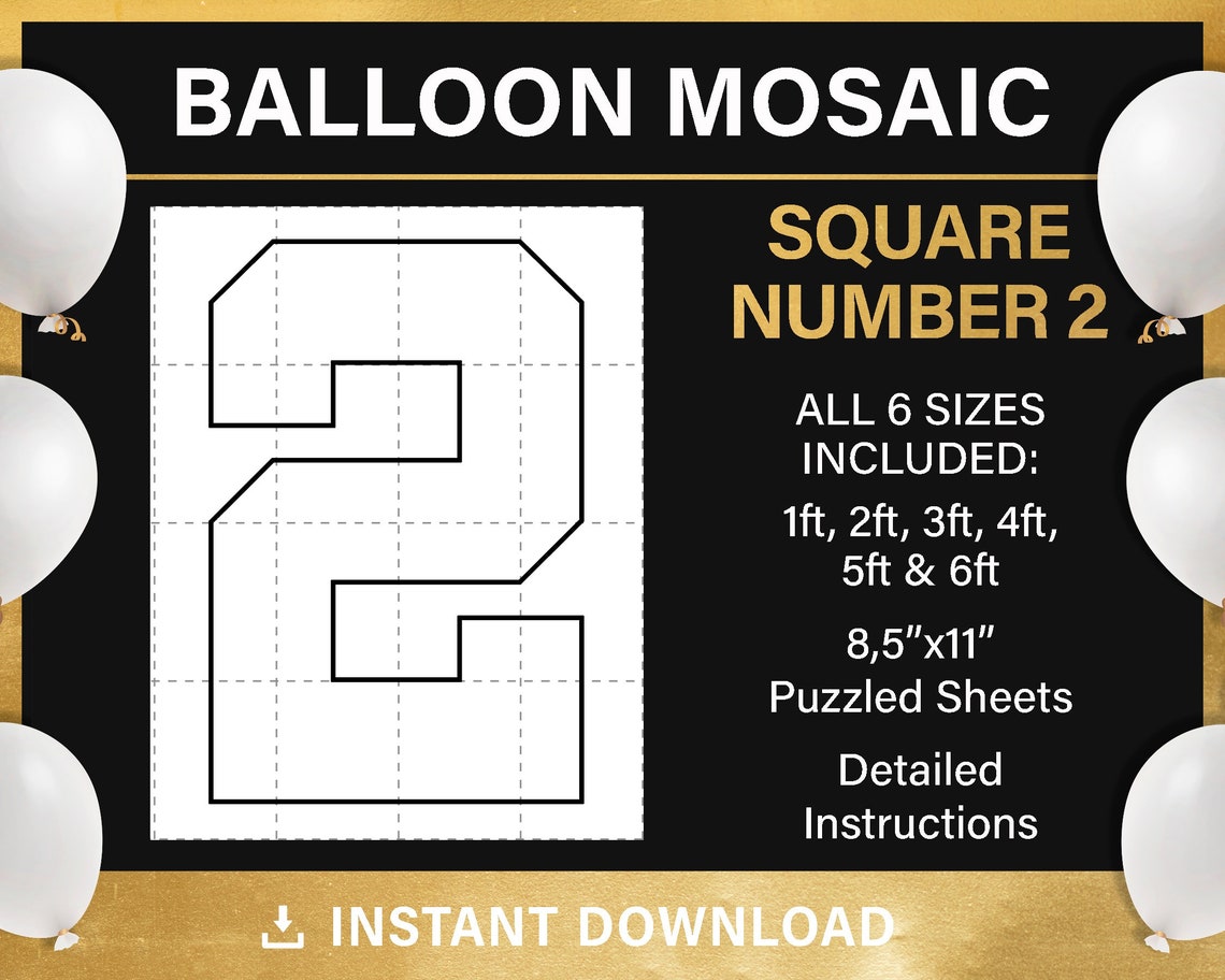 Square Number 2 Mosaic From Balloons Marquee Two Number - Etsy