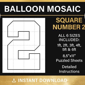 Square Number 2, Mosaic From Balloons, Marquee, Two Number Template ...