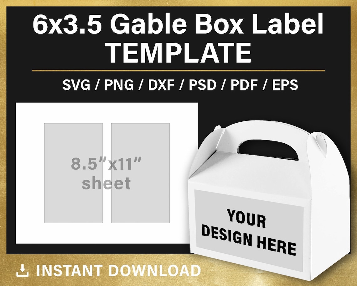 Gable Box Label Template 6x3.5 Blank Template SVG | Etsy