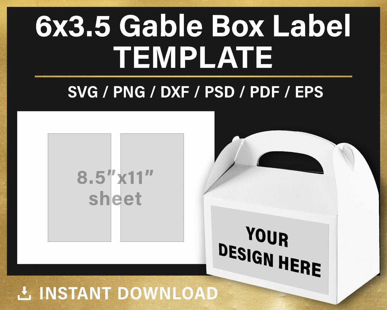 Gable Box Label Template 6x3.5 Blank Template SVG - Etsy