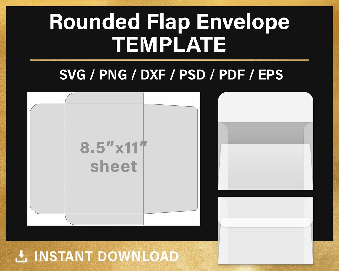 Rounded Flap Envelope Blank Outline Template SVG Dxf Png - Etsy